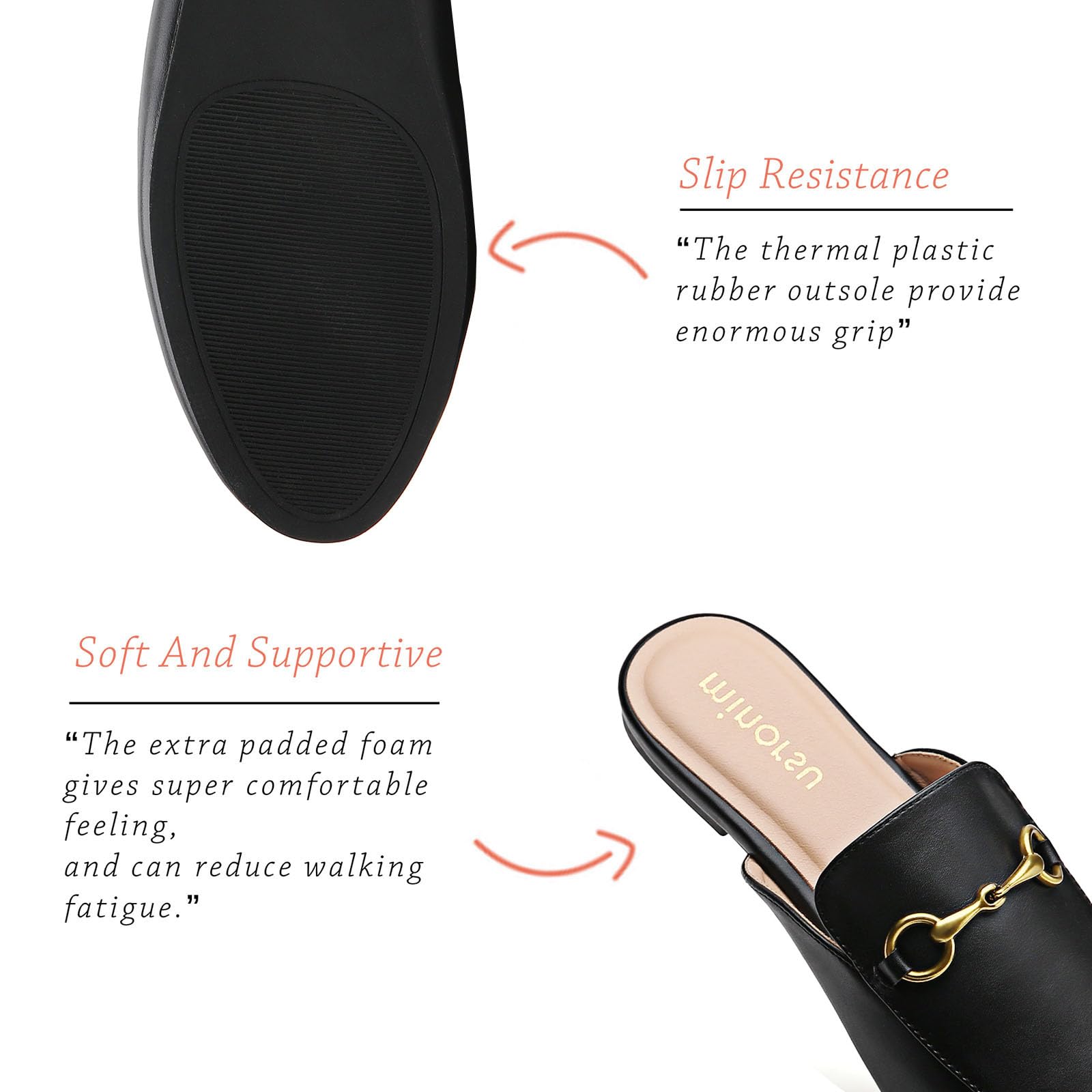 Minorsu Buckle Mules for Women Round Toe Backless Flat Mules Slides ...