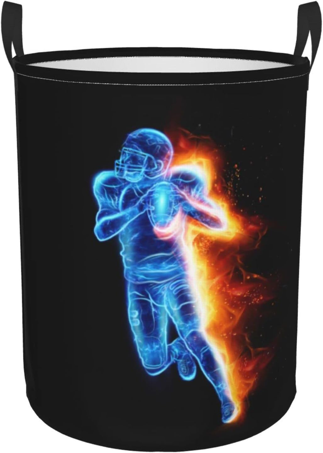 Amazon.com: Black Laundry Basket with Blue Football Man Pattern, Sports ...