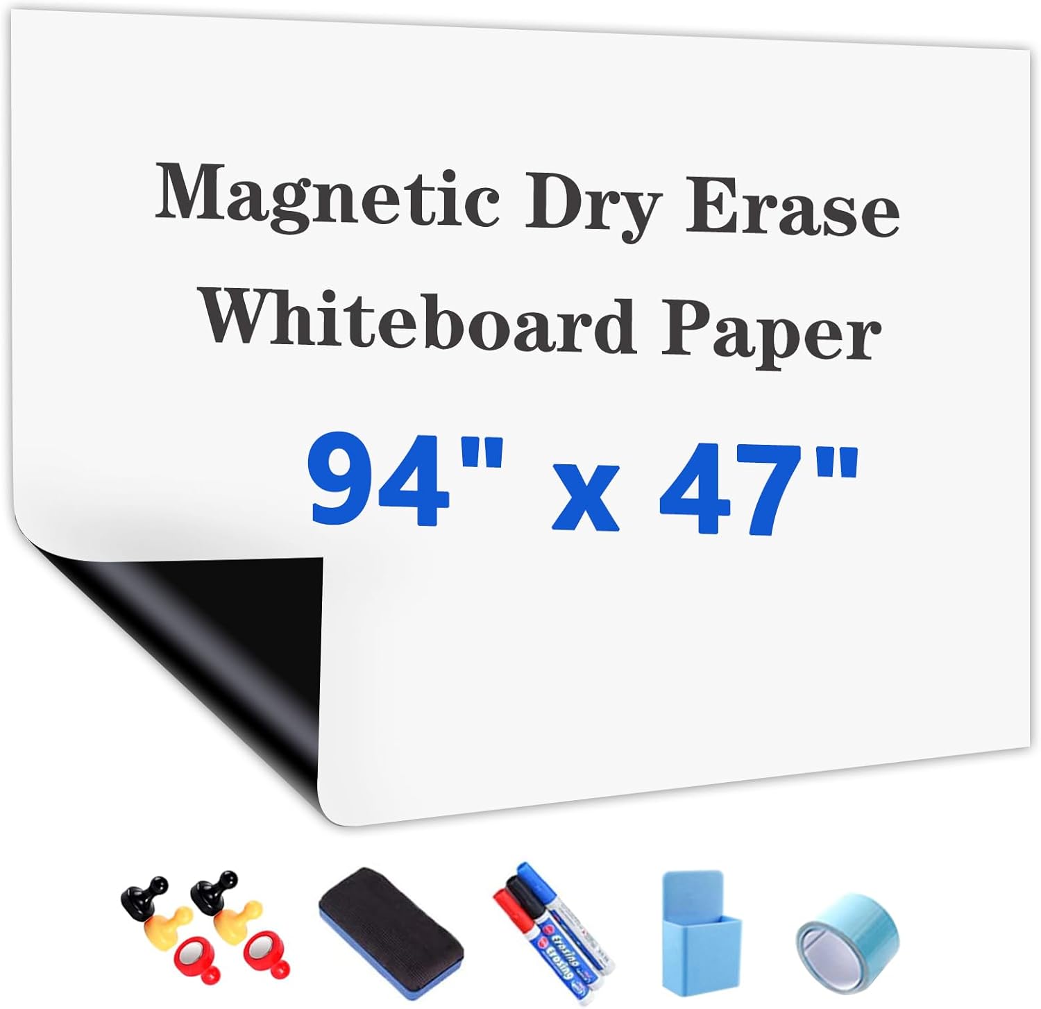 Amazon.com : Magnetic White Board Paper, 94"x 47" Dry Erase Board for ...
