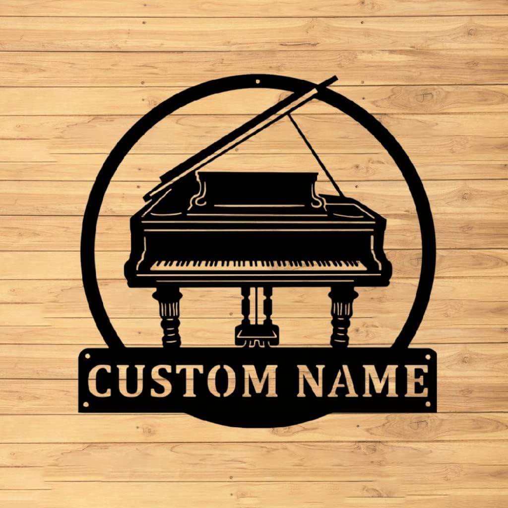 Amazon.com: VVEDESIGN Custom Piano Metal Wall Sign - Personalized Piano ...