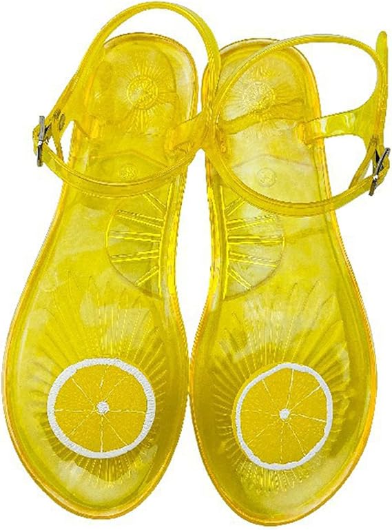 Amazon.com: CPMBFDC Women's Transparent Fruit Jelly Flat Flip Flops ...
