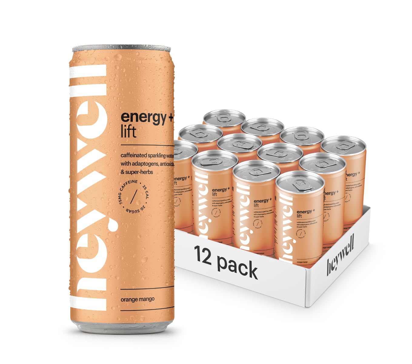 Snapklik.com : Heywell Sparkling Adaptogenic Water, Energy And Uplift, Orange Mango Flavor