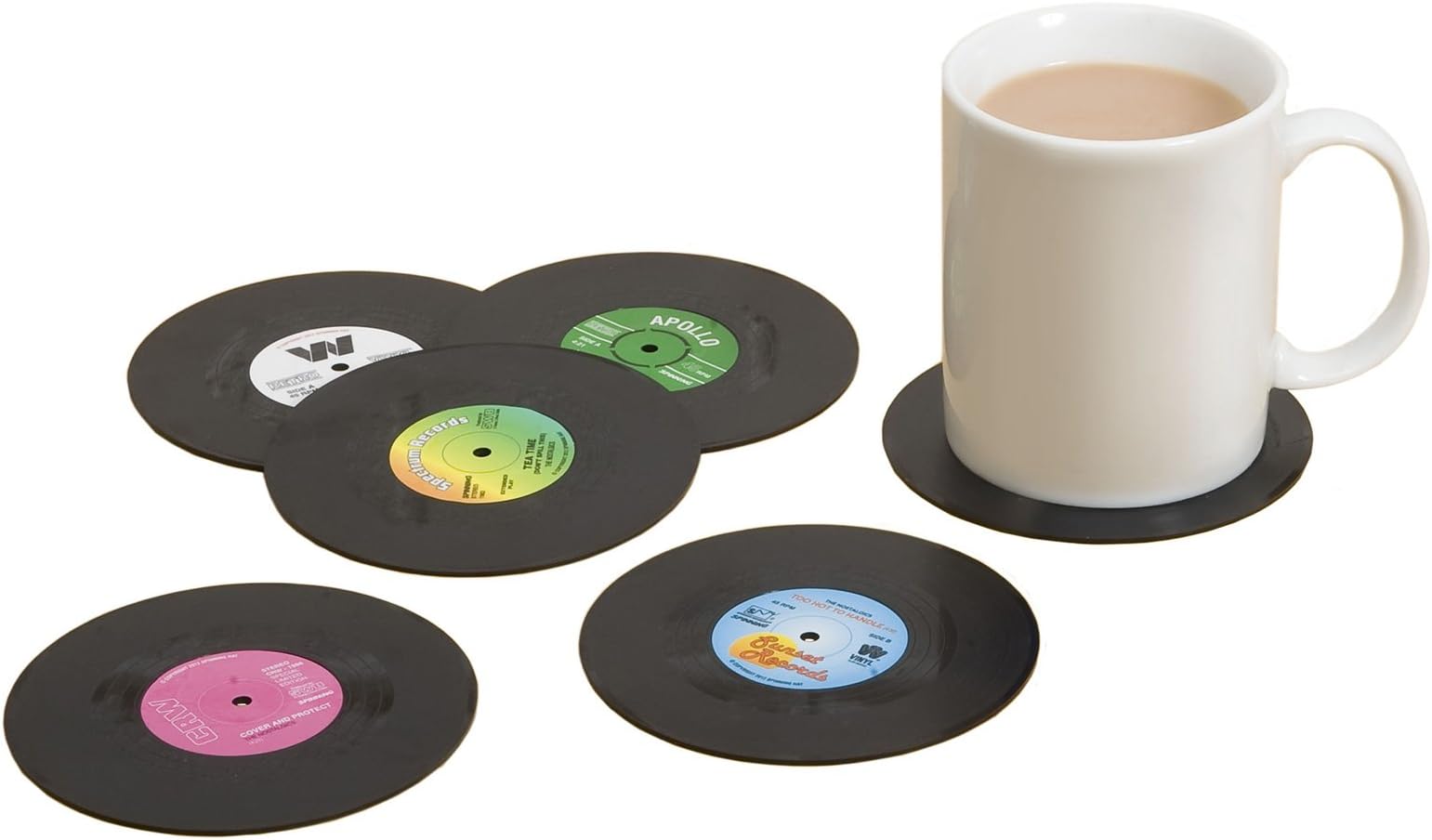 Amazon.com: Vinyl Record Coaster Set - Set of 6 Colorful Retro Vinyl ...