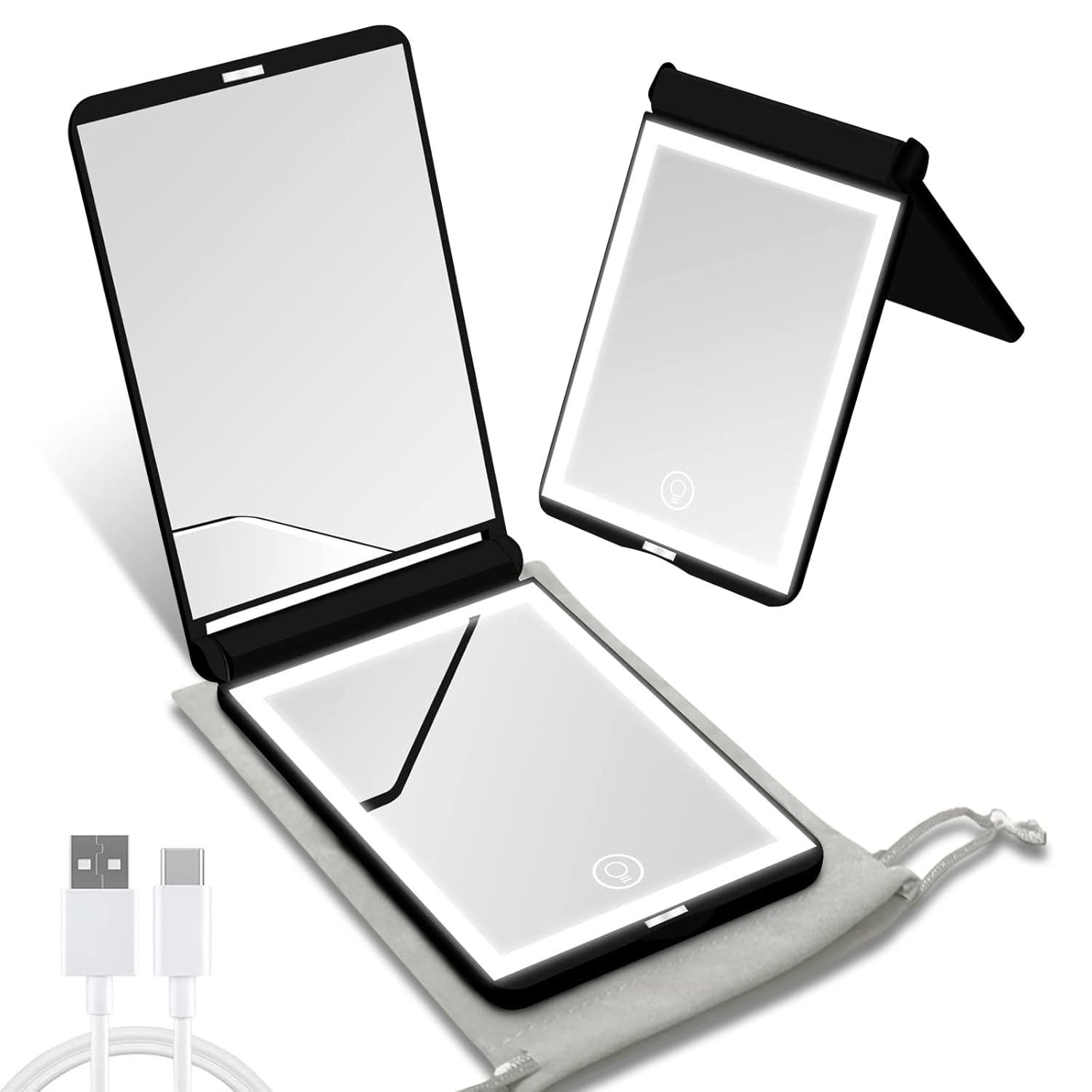 Amazon.com: Milishow Compact Mirror with LED Light, 300°Flip Folding ...