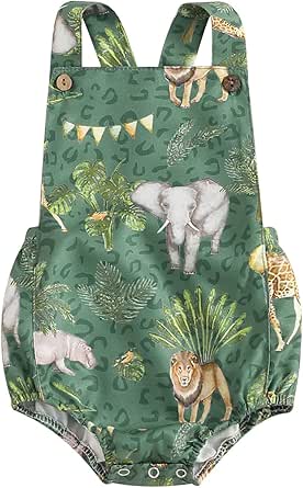 Amazon.com: Baby Boy Girl Romper Animal Sleeveless Romper Overall Backless Bodysuit Jumpsuit ...