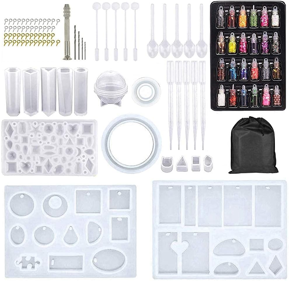 HASTHIP® 109 Pcs Silicone Resin Art Kit Set,Resin Moulds For Jewellery ...