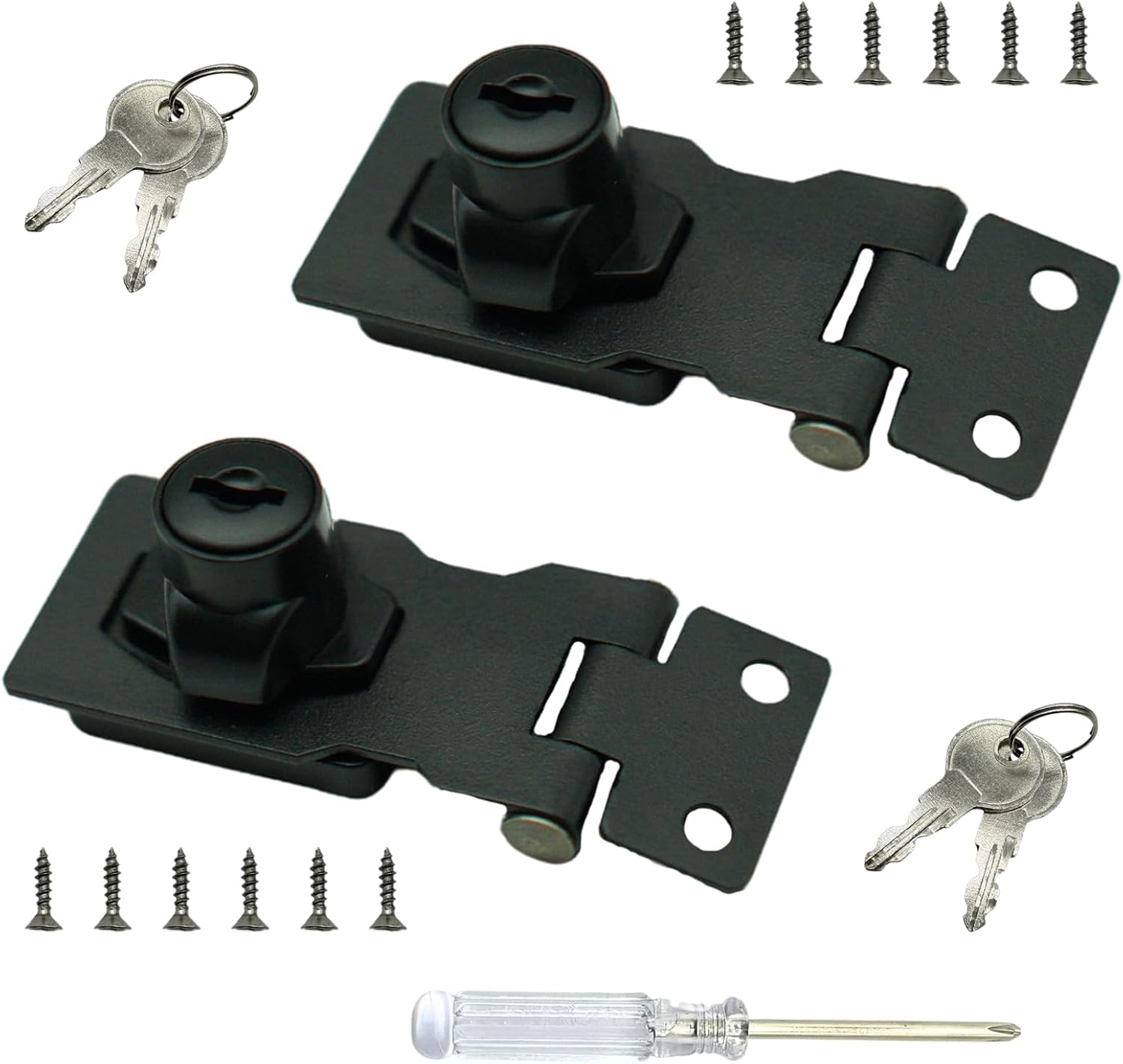 Rokayed 2 Pack Keyed Hasp Locks 2.5 Inch, Zinc Alloy Hasp Latches with ...