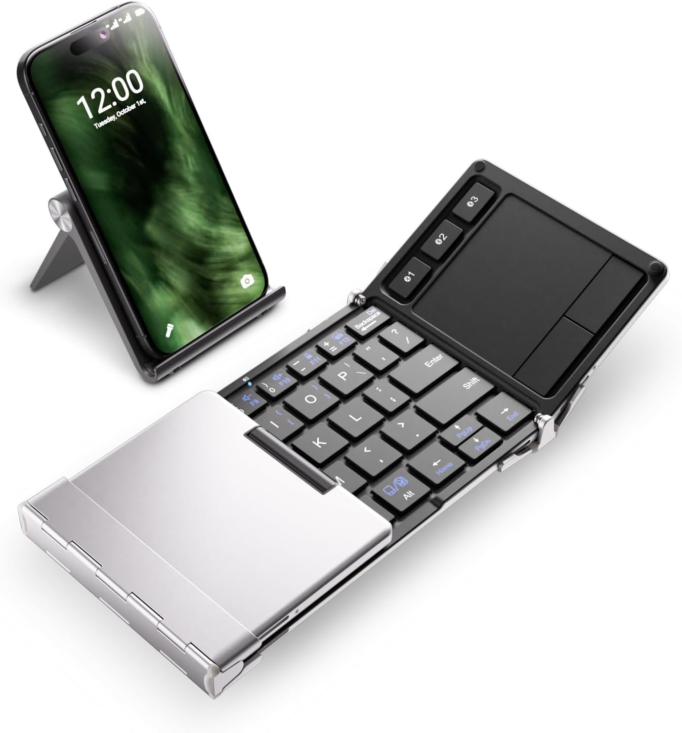 iClever Foldable Bluetooth Keyboard with Touchpad, BK08 Folding Wireless Portable Keyboard for ...
