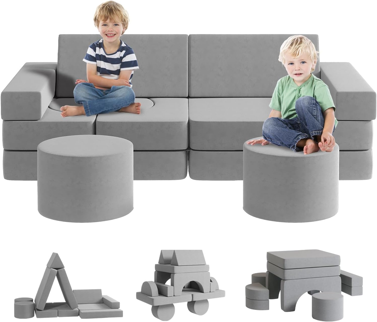 Amazon.com: wanan Kids Couch 10PCS, Modular Kids Play Couch for ...