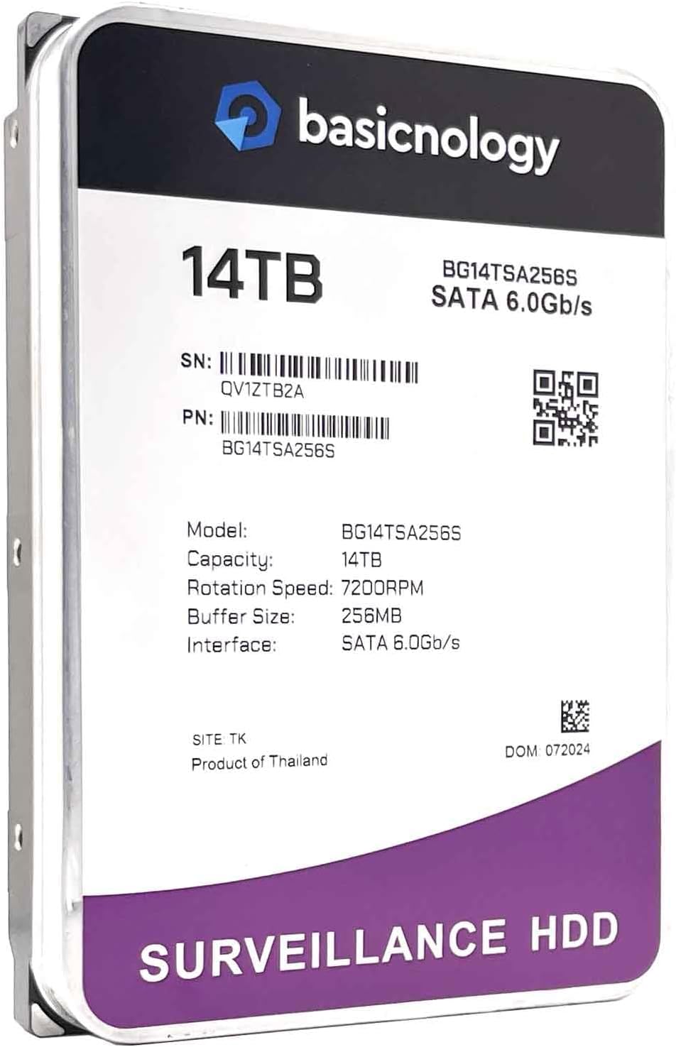 Amazon.com: Basicnology Surveillance HDD 14TB 7200RPM SATA 6Gb/s 128MB ...