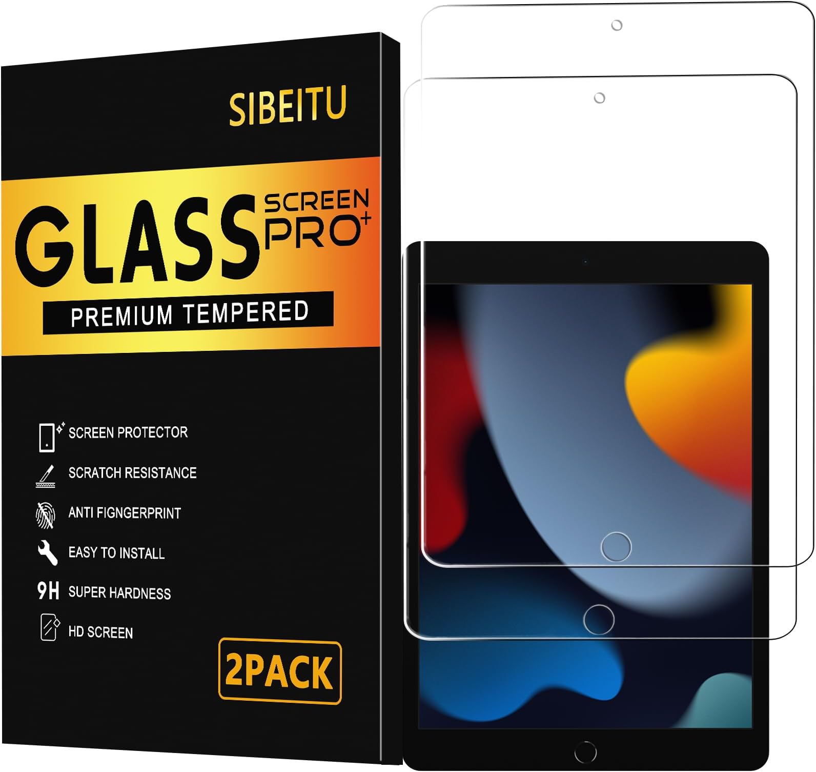 Amazon.com: SIBEITU 2 Pack Screen Protector for iPad 9th Generation 2021, iPad 10.2 Inch HD ...