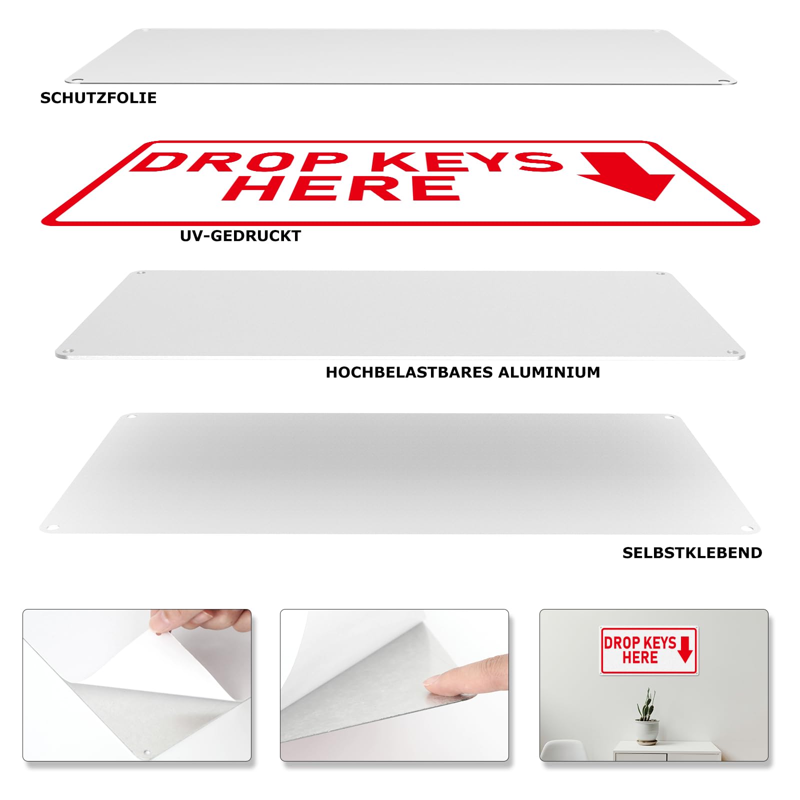 Snapklik.com : Drop Keys Here Sign 12 6 Inches Aluminum Self Adhesive ...
