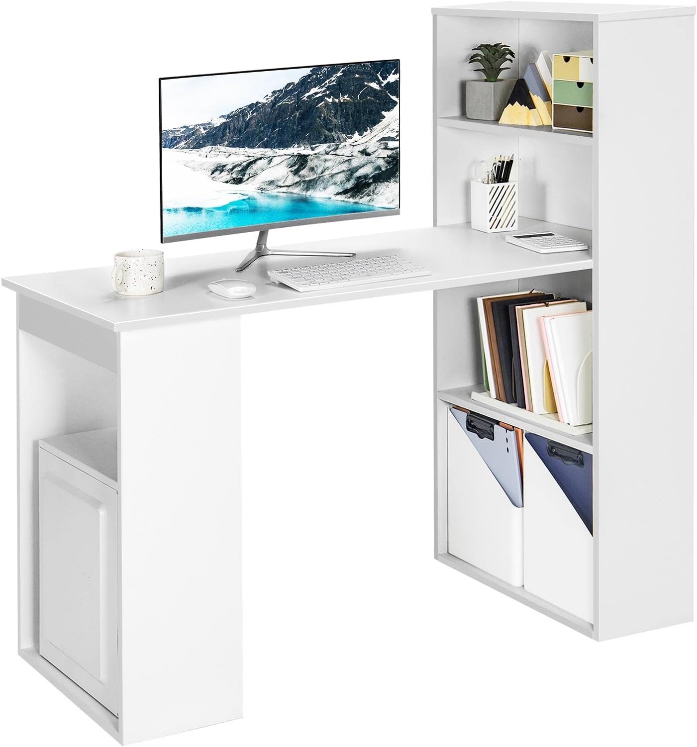 Amazon.com: MEDIMALL Computer Desk with Bookshelf, 48” Home Office Desk ...