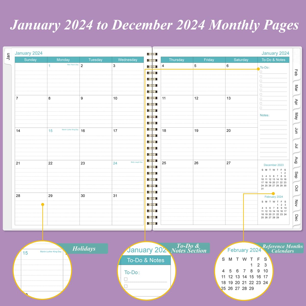 Snapklik.com : 2024 Planner - Weekly & Monthly Planner Spiral Bound ...