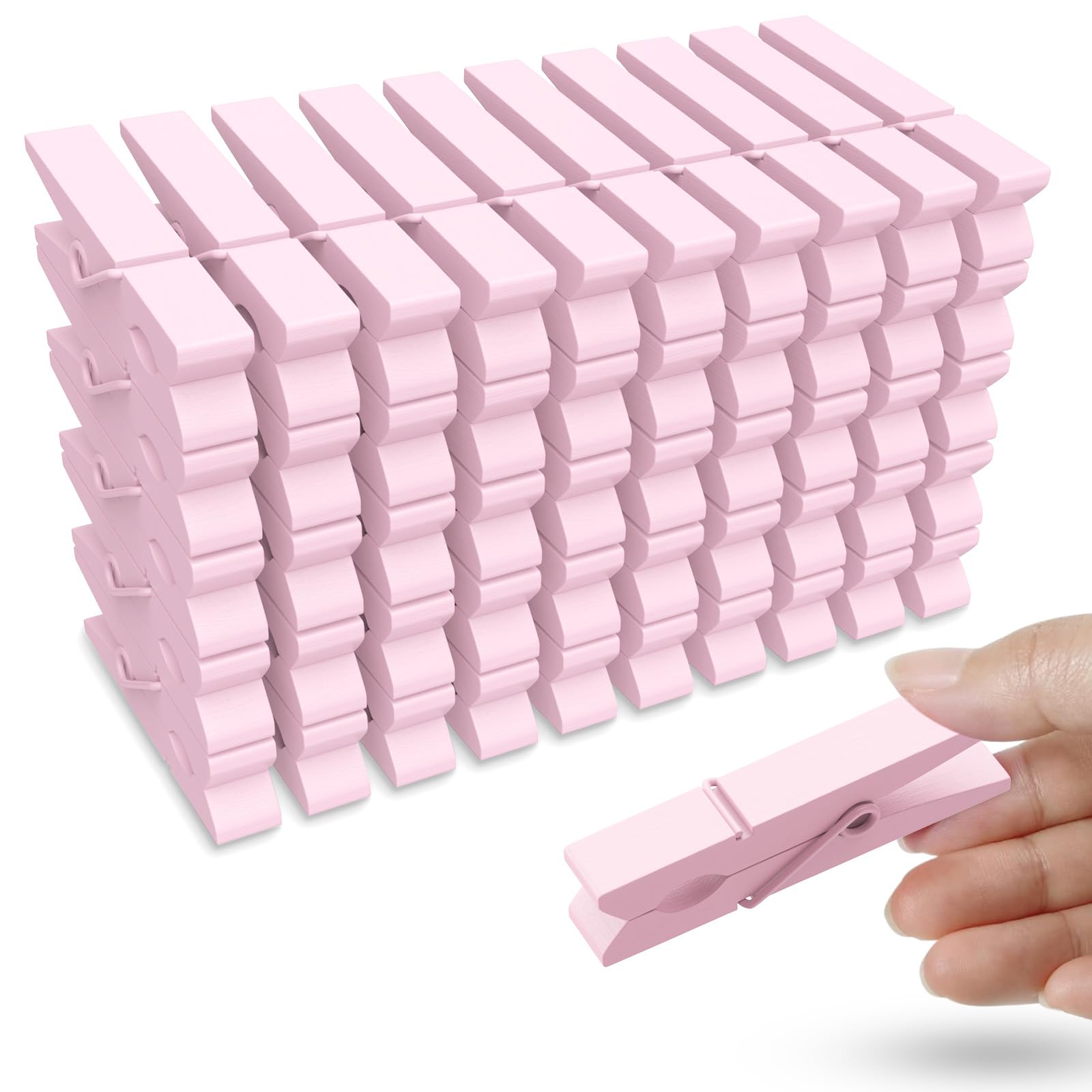 Amazon.com: 50PCS Colored Wooden Clothespins, 2.9inch Pink Clothes Pins ...