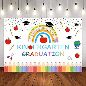 Amazon.com : Aumeko Kindergarten Graduation Backdrop Rainbow Preschool ...