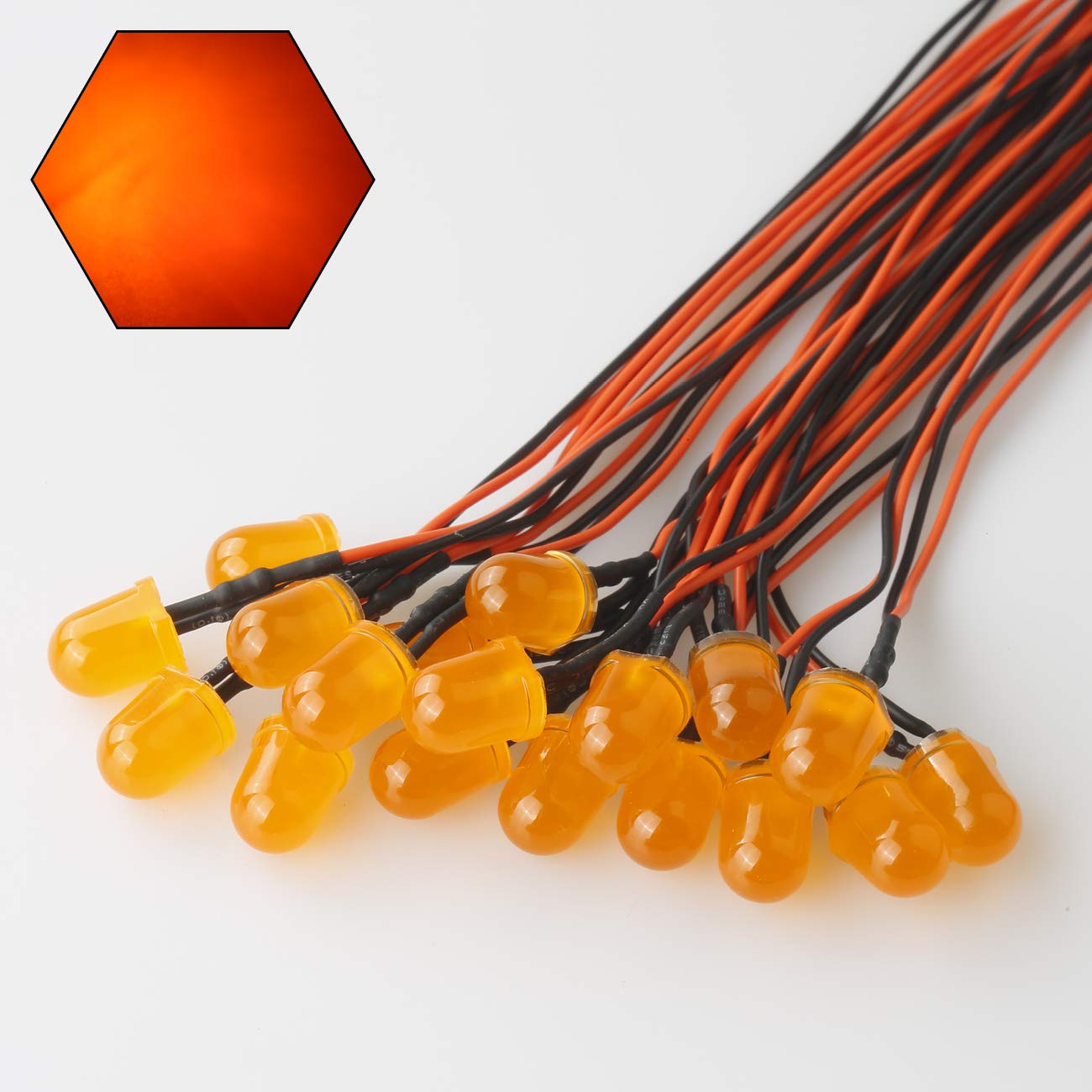 Snapklik.com : 50pcs 12 Volt 10mm Orange LED Lights Emitting Diodes Pre ...