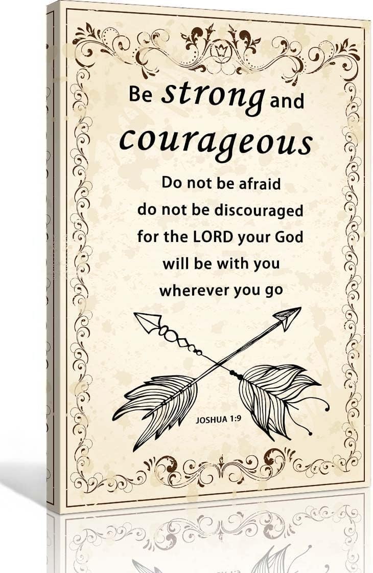 Amazon.com: Joshua 1 9 Wall Art Motivational Be Strong And Courageous ...