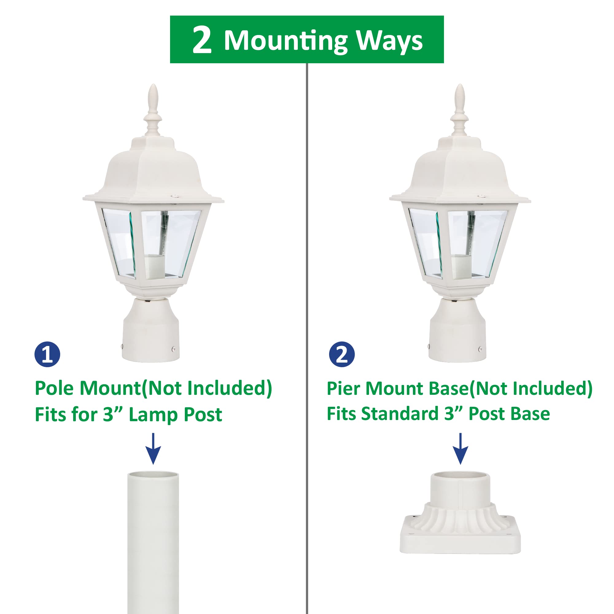 Snapklik.com : Outdoor Post Lighting Fixture Pole Lantern, E26 Medium ...