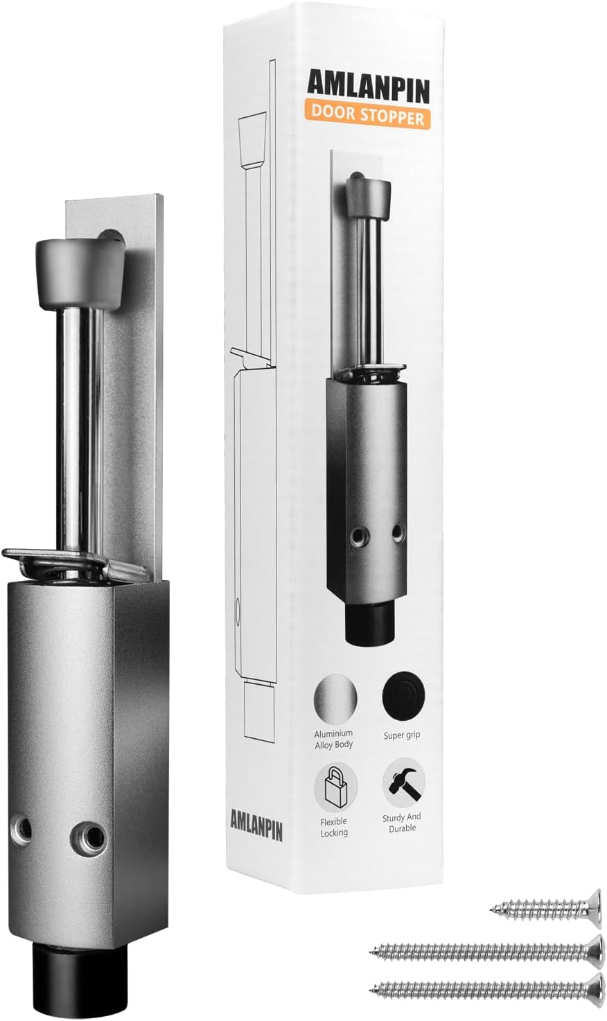 Amazon.com: Door Stop - Heavy Duty Spring Loaded Step Down Push On Door ...