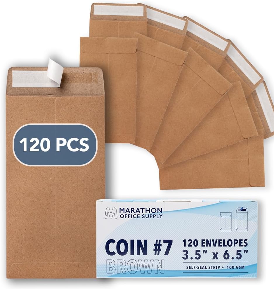Amazon.com : MOS #1 Coin Envelopes – 2-1/4" x 3-1/2" Brown Self-Seal ...