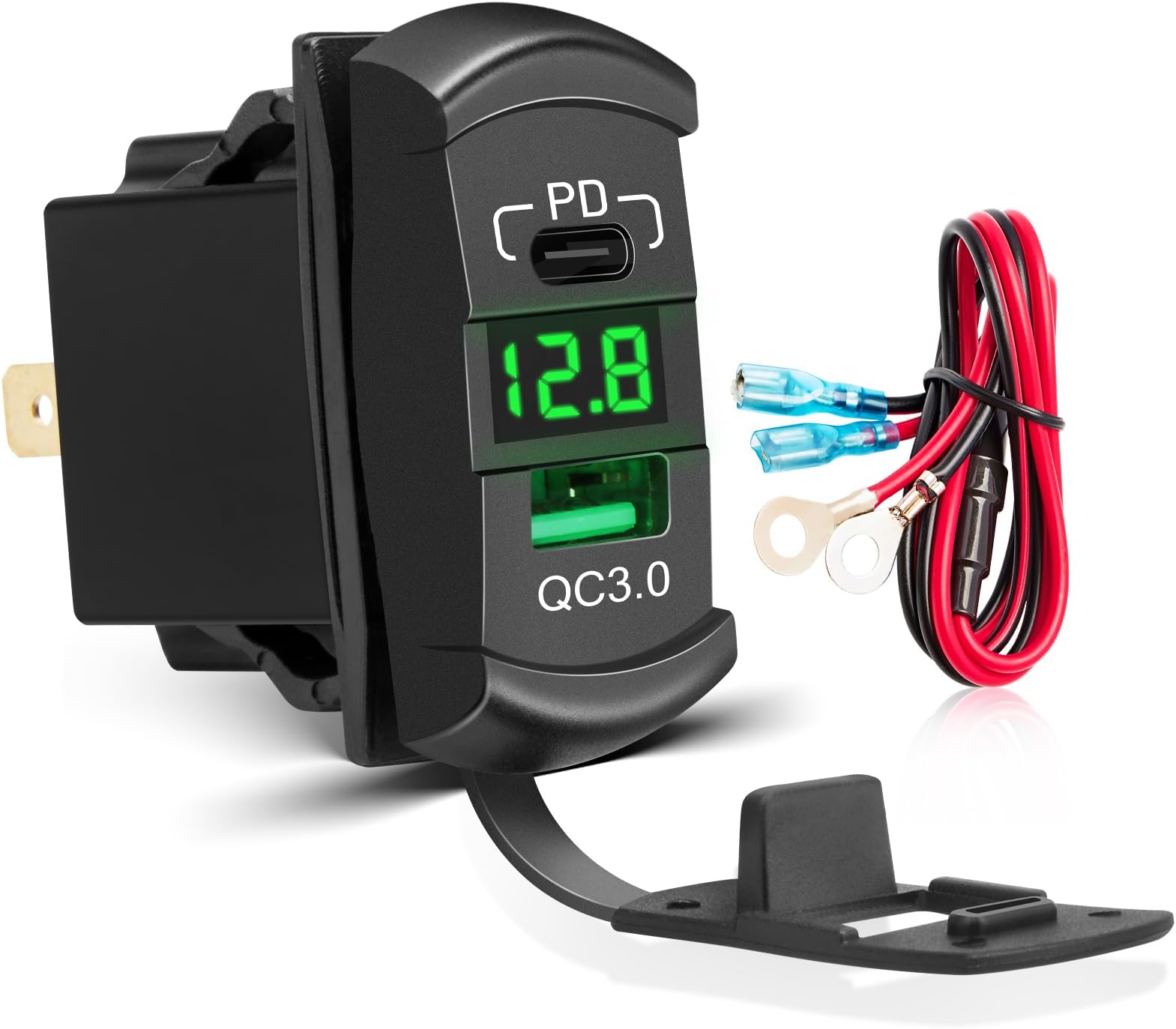 Amazon.com: DAIERTEK USB Rocker Switch 12V Waterproof USB C & QC 3.0 ...