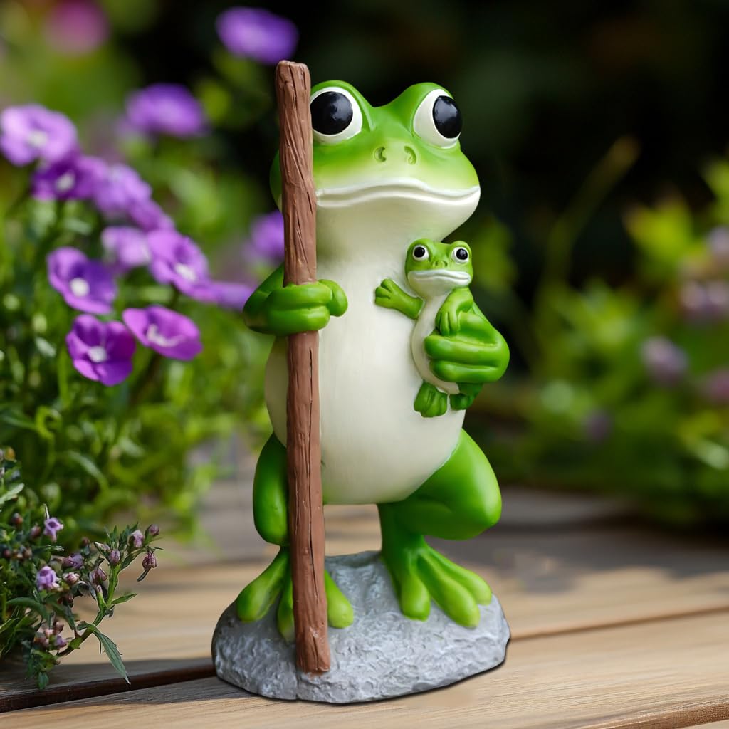 Amazon.com: QZFFZQ Frog Statue Garden Decor, Resin Mother and Baby Frog ...