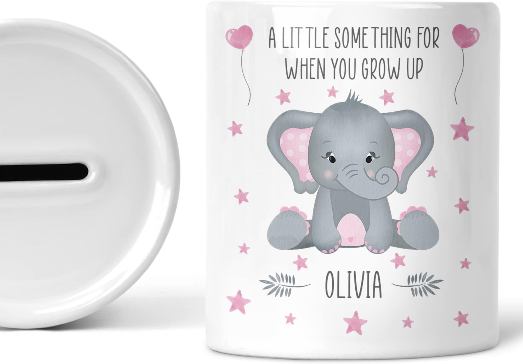 Baby Girl Gift Personalised Piggy Bank For Babies Elephant Decor ...