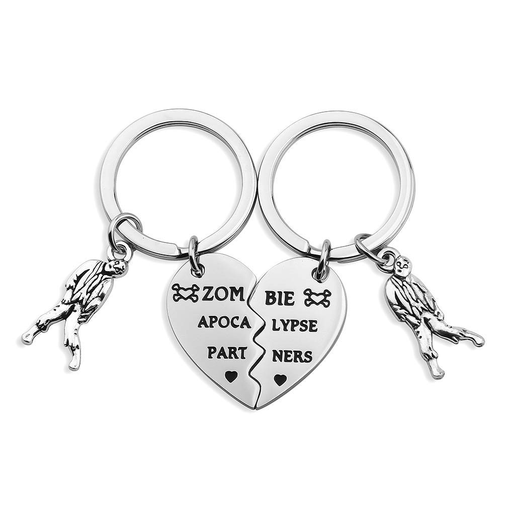 bobauna Zombie Apocalypse Partners Broken Heart Keychain Set Of 2 Gift ...