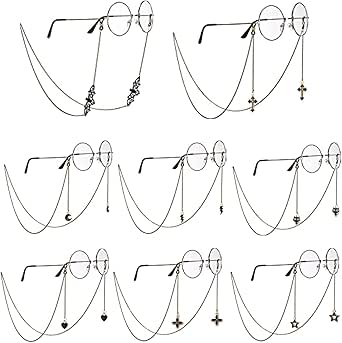 stablerice 8 Pieces Goth Glasses Chain for Women Men Sunglass Eyeglass ...