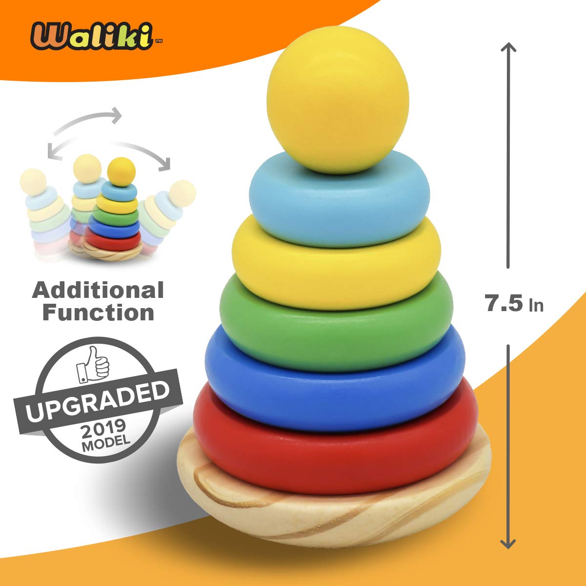 Color Rings Sorting Board Basics Wooden Shape Sorter And Rainbow ...