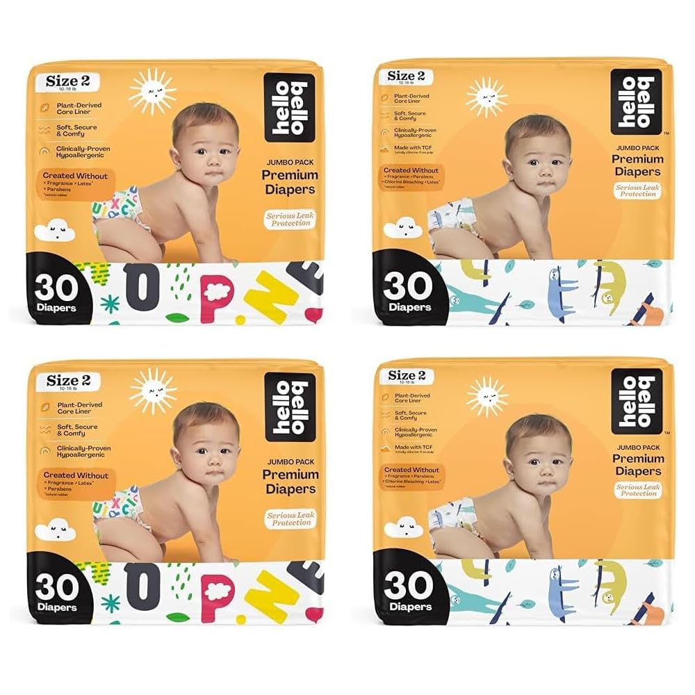 Hello Bello Premium Baby Diapers Size 2 I 120 Count of Disposable ...