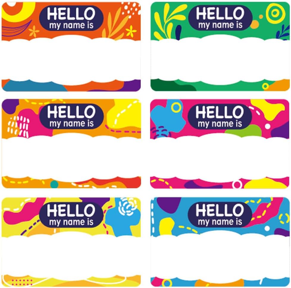 Amazon.com : Big Colorful Name Tags Stickers Labels Roll 250 Pcs Self ...