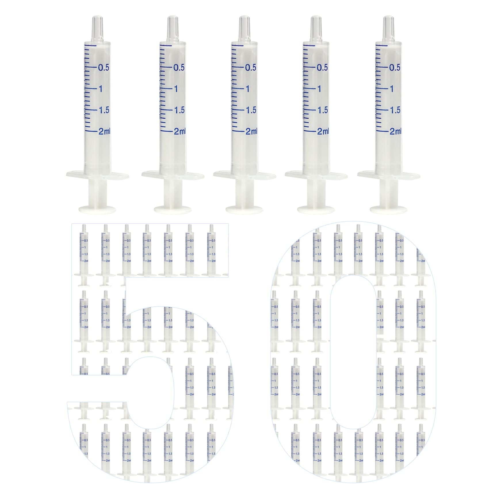 Snapklik.com : 50 Pack 2 Ml Plastic Syringe, Luer Slip Syringe, Used In ...