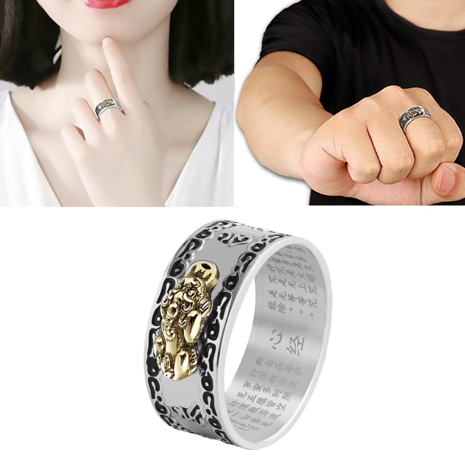 Snapklik.com : Feng Shui Ring Feng Shui PiXiu Mantra Ring PiXiu Rings Amulet Lucky Wealth ...