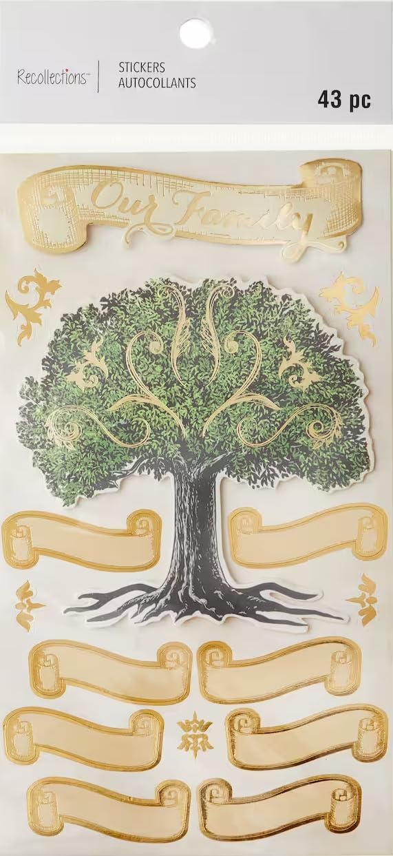 Amazon.com: Recollections Family Tree Gold 43 pc Stickers : Arts ...