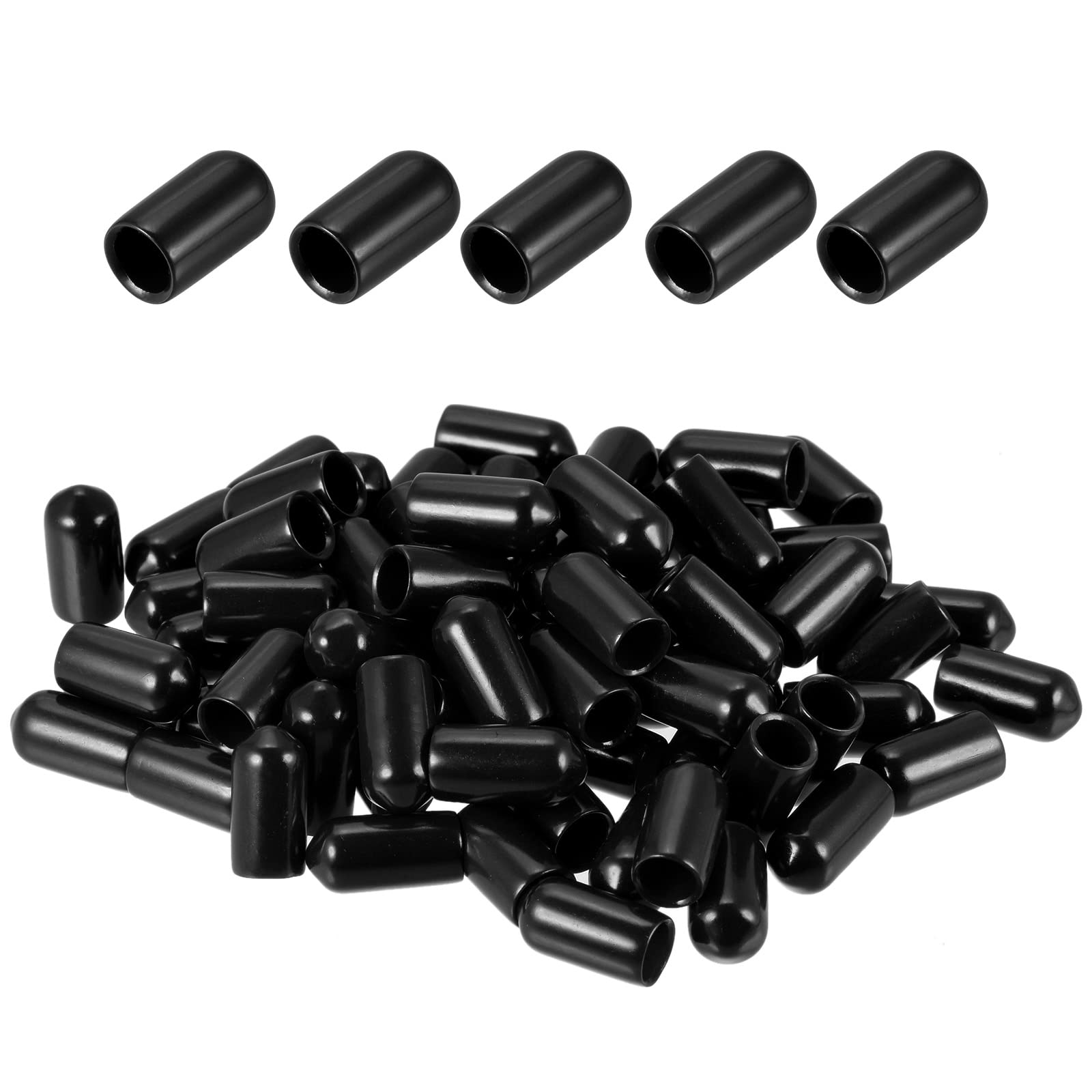 Snapklik.com : 50 Pack 1/4" ID Black Screw Thread Protectors Rubber End ...