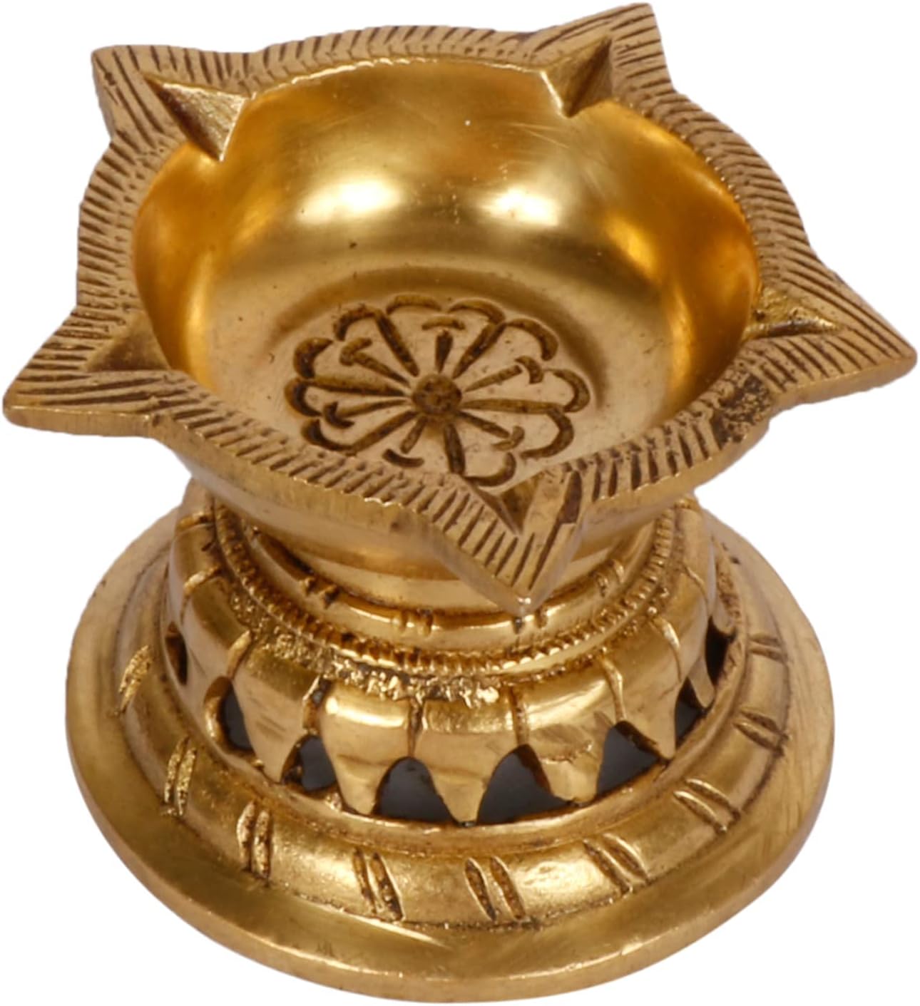 Kartique Brass Large Size Oil Lamp Diya for Temple Aarti Pooja Camphor ...