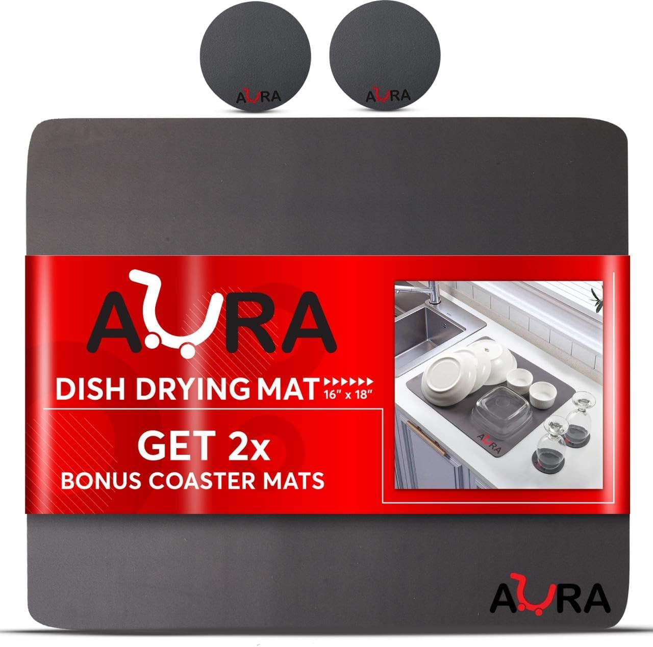 Amazon.com: A-URA Dish Drying Mat for Kitchen Counter - Super Absorbent ...