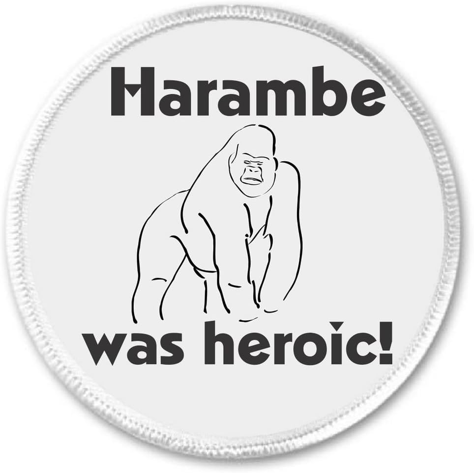 Amazon.com: Harambe was heroic! Black & White outline picture 3" Sew On ...