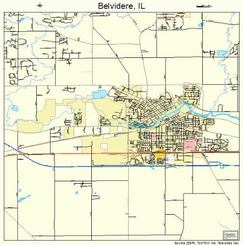 Amazon.com: Large Street & Road Map of Belvidere, Illinois IL - Printed ...