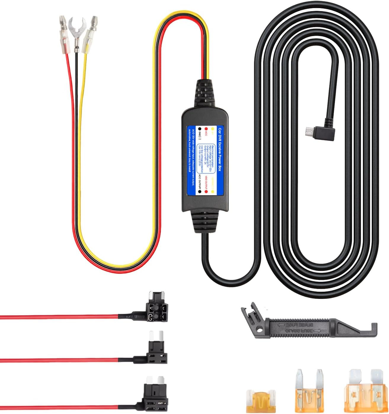 Amazon.com: Dash Cam Hardwire Kit Cable - 13ft COOAU Dashcam Hard Wire ...