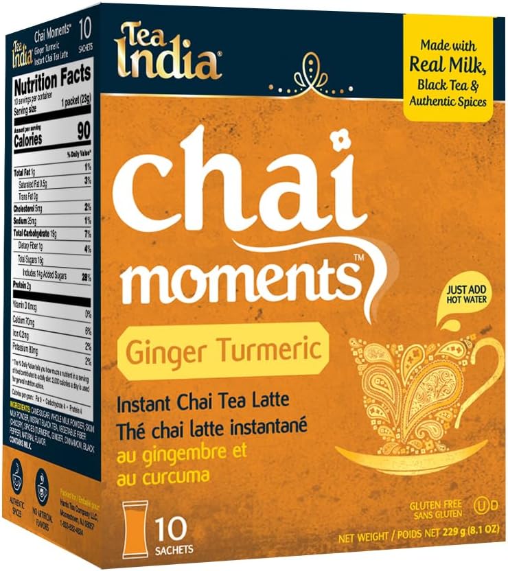 Amazon.com : Tea India Chai Moments Ginger Turmeric Chai Tea Instant ...