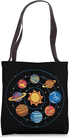 Amazon.com: Solar System Planets Funny Planets Pluto Included Tote Bag ...
