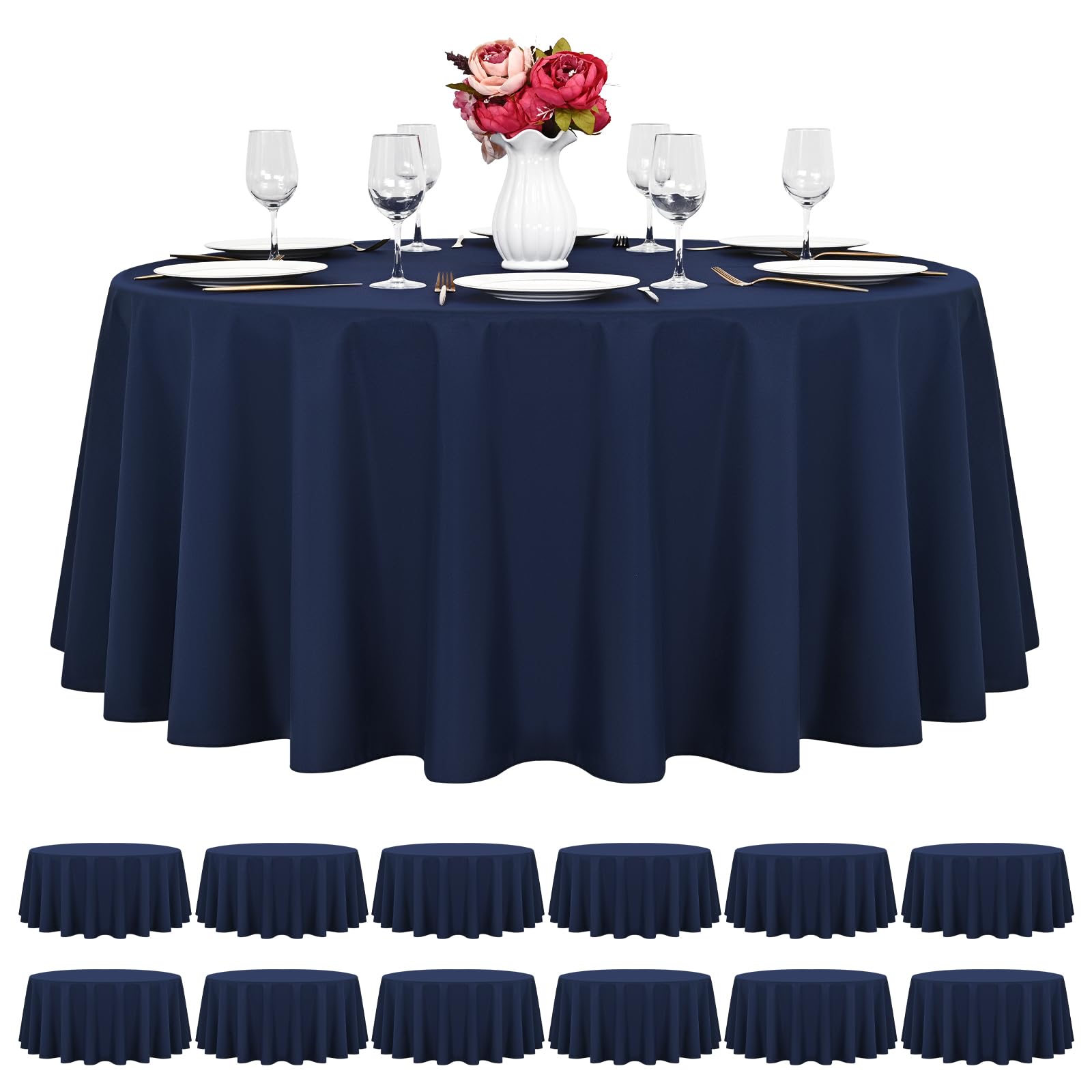 Amazon.com: Pesonlook 12 Pack Navy Blue Round Tablecloth 120 inch ...