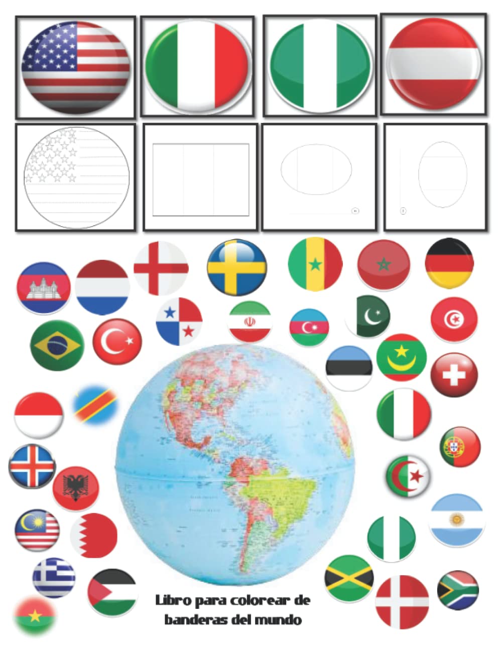 Buy Libro para colorear de banderas del mundo: guías de colores de ...
