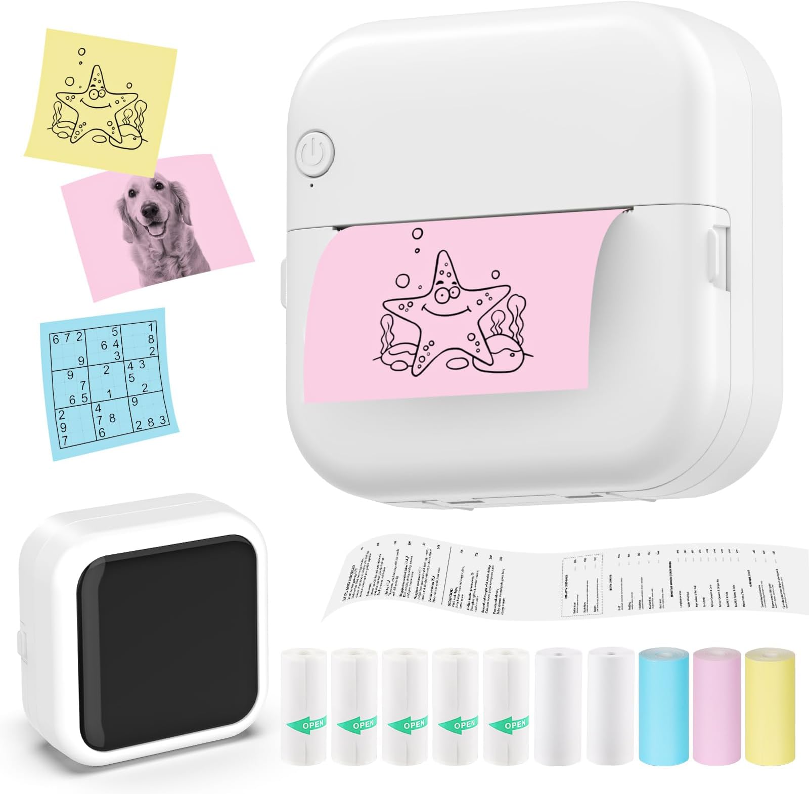 Korffe Mini Drucker für Smartphone with 7 Rollen Druckerpapier ...