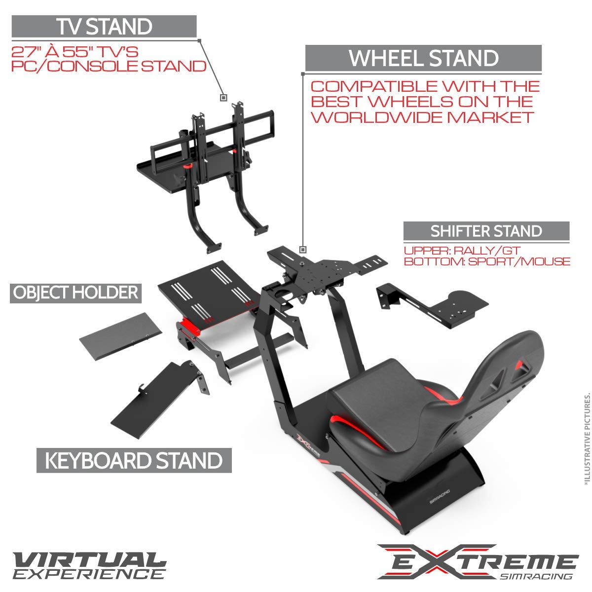 Extreme Simracing Cockpit VIRTUAL EXPERIENCE V 3.0 Black/Red Racing ...
