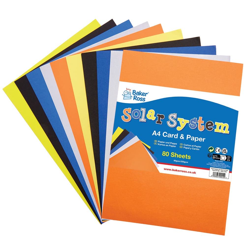 Baker Ross FX136 Solar System A4 Card and Paper Pack - Pack of 80 ...