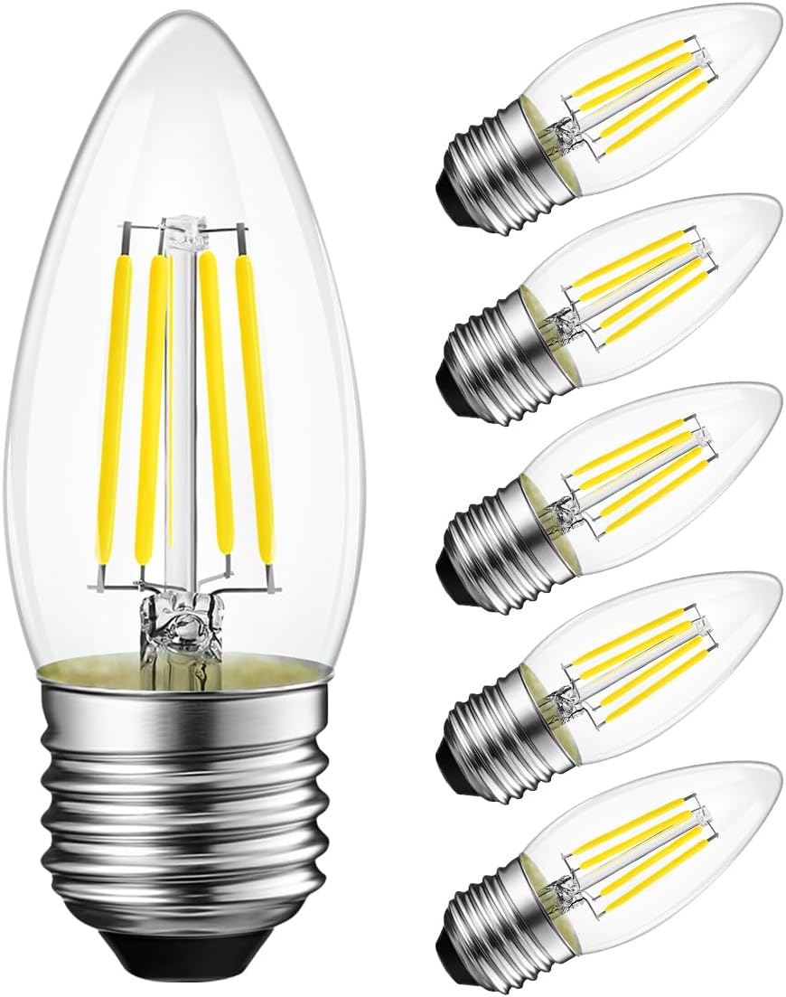 LVWIT B11 LED Filament Bulb E26 Candelabra Base 4.5W(60W Equivalent ...
